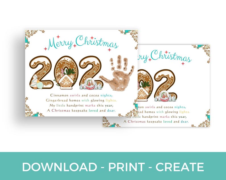 2025 Christmas Handprint Craft, Printable Poem Keepsake, Toddler and ...
