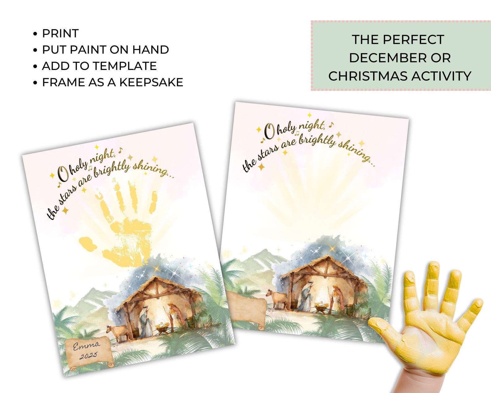 Christmas Nativity Handprint Craft for Kids, Christian Printable ...