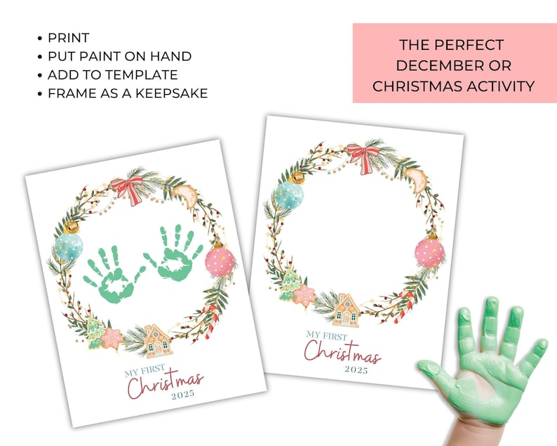 My First Christmas Handprint Craft, Baby First Christmas 2025, Baby ...
