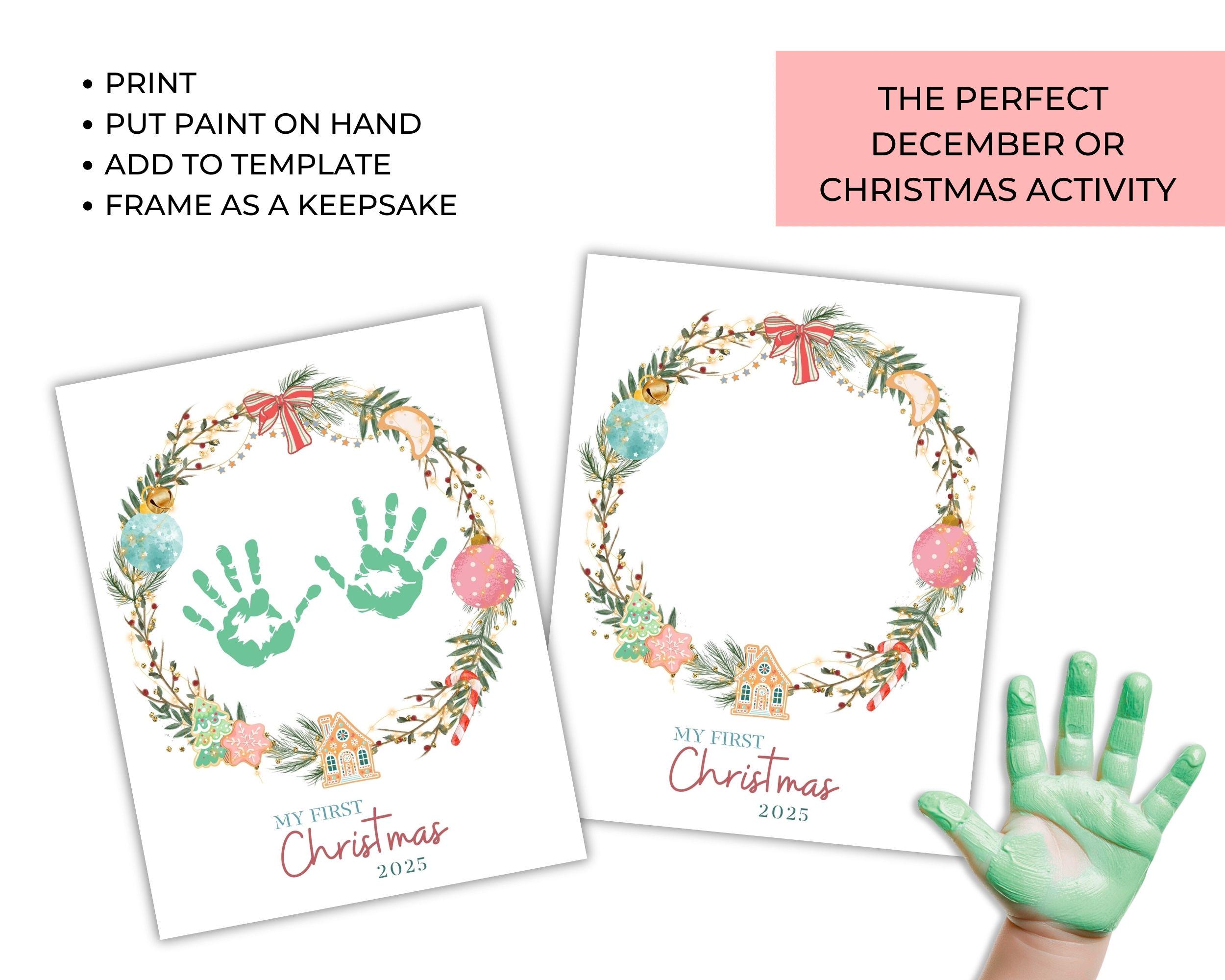 My First Christmas Handprint Craft, Baby First Christmas 2025, Baby ...