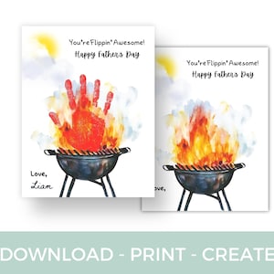 BBQ Grill Father's Day Handprint Craft for Kids Printable, Gift for Dad ...