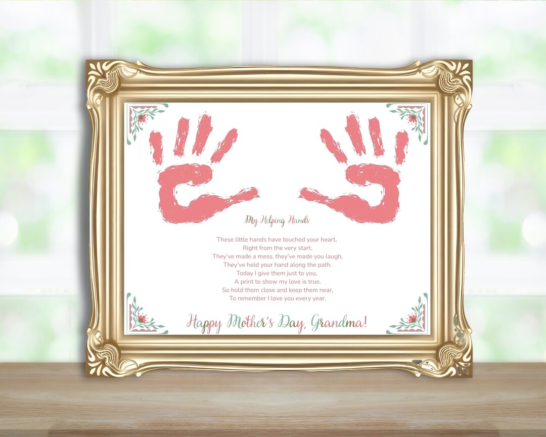 Grandma Mother's Day Handprint Craft for Kids, Gift for Grandma ...