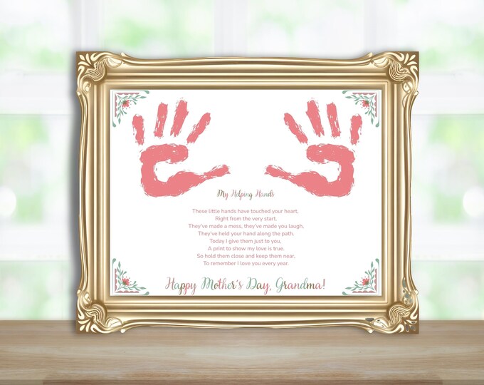 Grandma Mother's Day Handprint Art Poem, Grandma Handprint Mother's Day ...