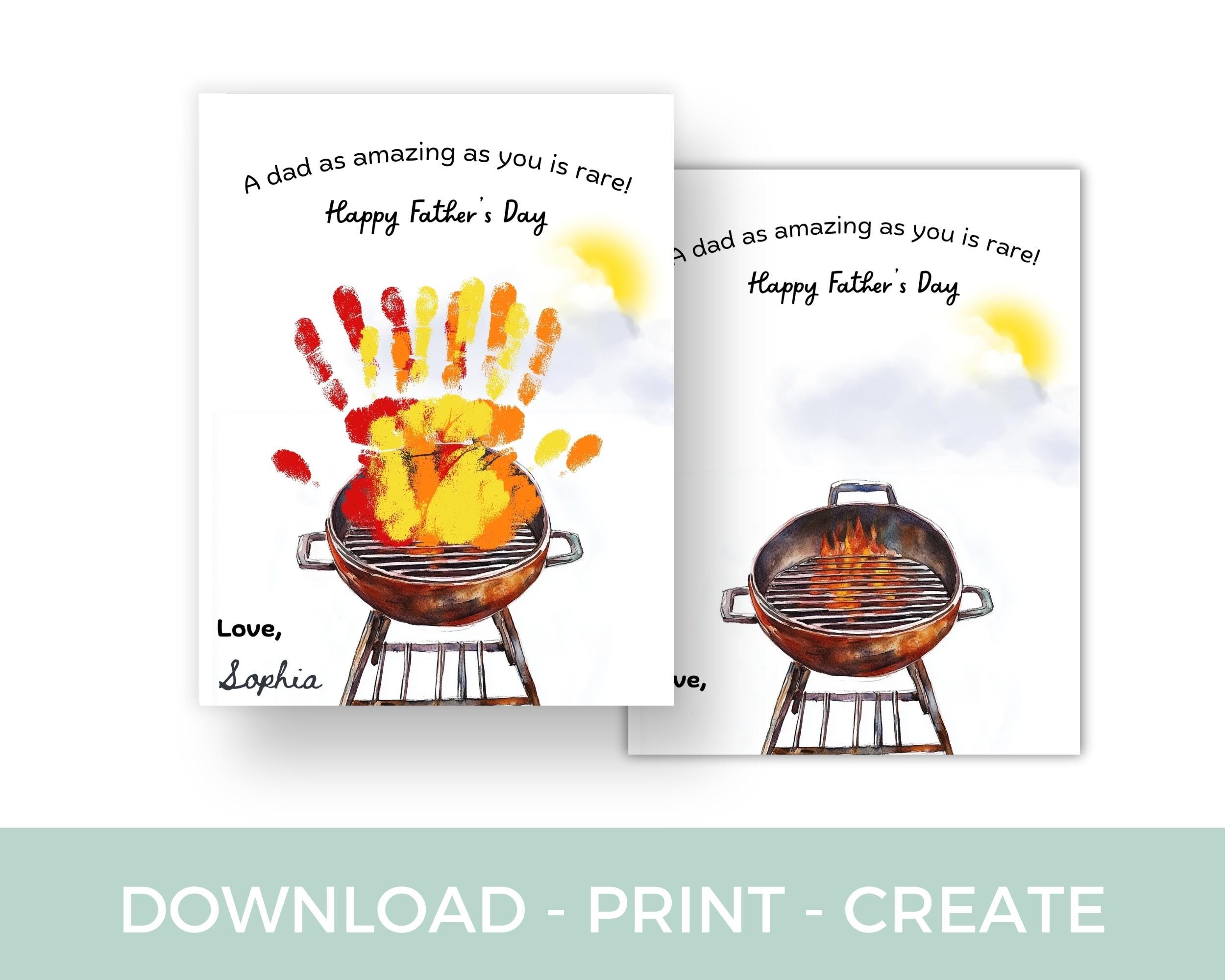 BBQ Grill Father's Day Handprint Craft for Kids Printable, Gift for Dad ...