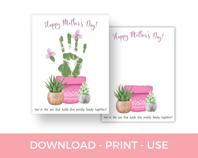 Mother's Day Handprint Craft for Kids, Cactus Mother's Day Craft, Gift ...