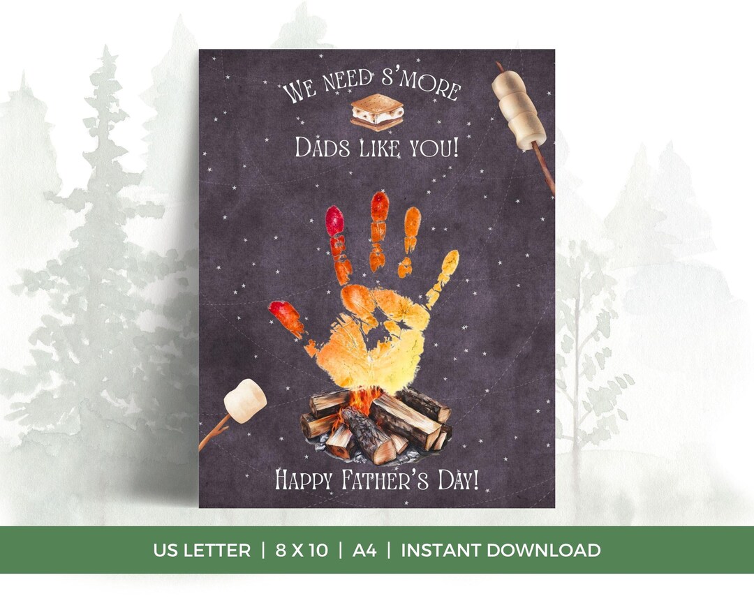 Happy Father's Day Handprint Craft, Smores Handprint Art, Campfire Art ...