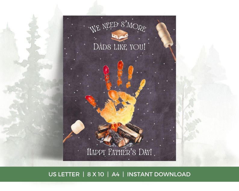 Happy Father's Day Handprint Craft, Smores Handprint Art, Campfire Art ...