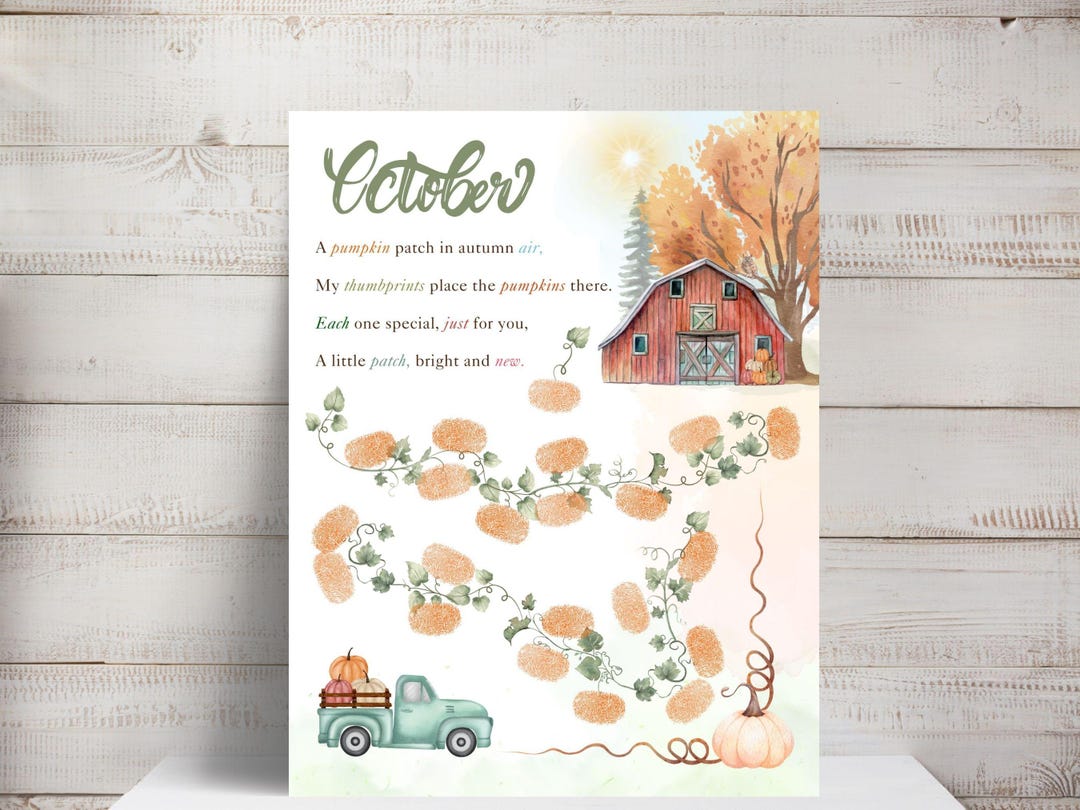 October Thumbprint Craft Printable, Fall Handprint Craft, Kid Pumpkin ...