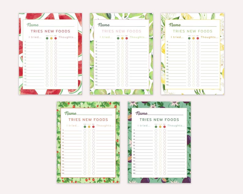 New Food Tracker Printable, Kids Picky Eater Chart, Try New Foods ...