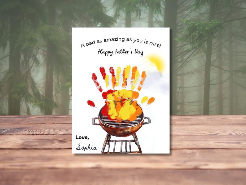 BBQ Grill Father's Day Handprint Craft for Kids Printable, Gift for Dad ...