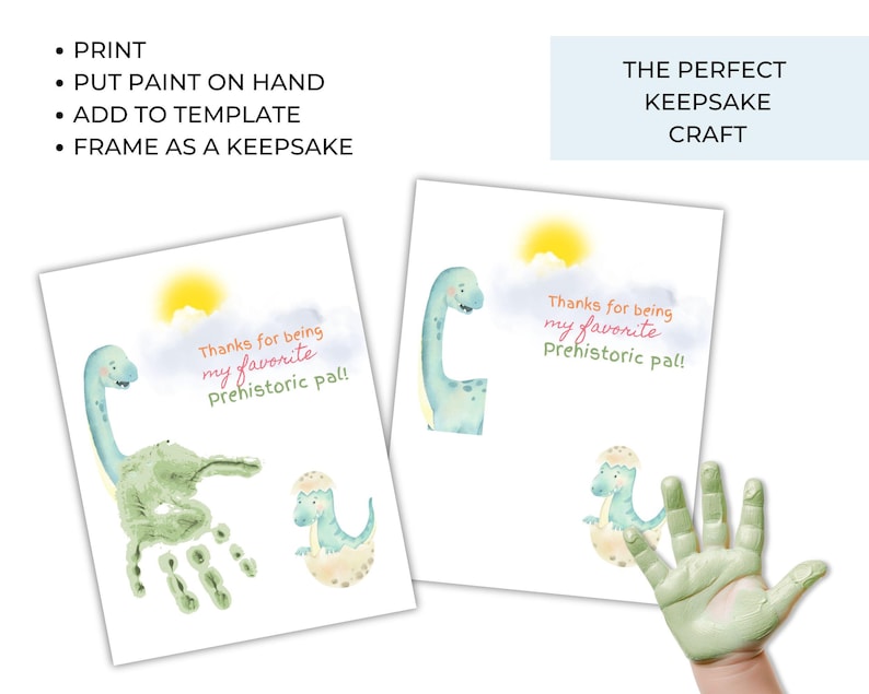 Prehistoric Pal Dinosaur Handprint Craft Printable, Grandparents Day ...