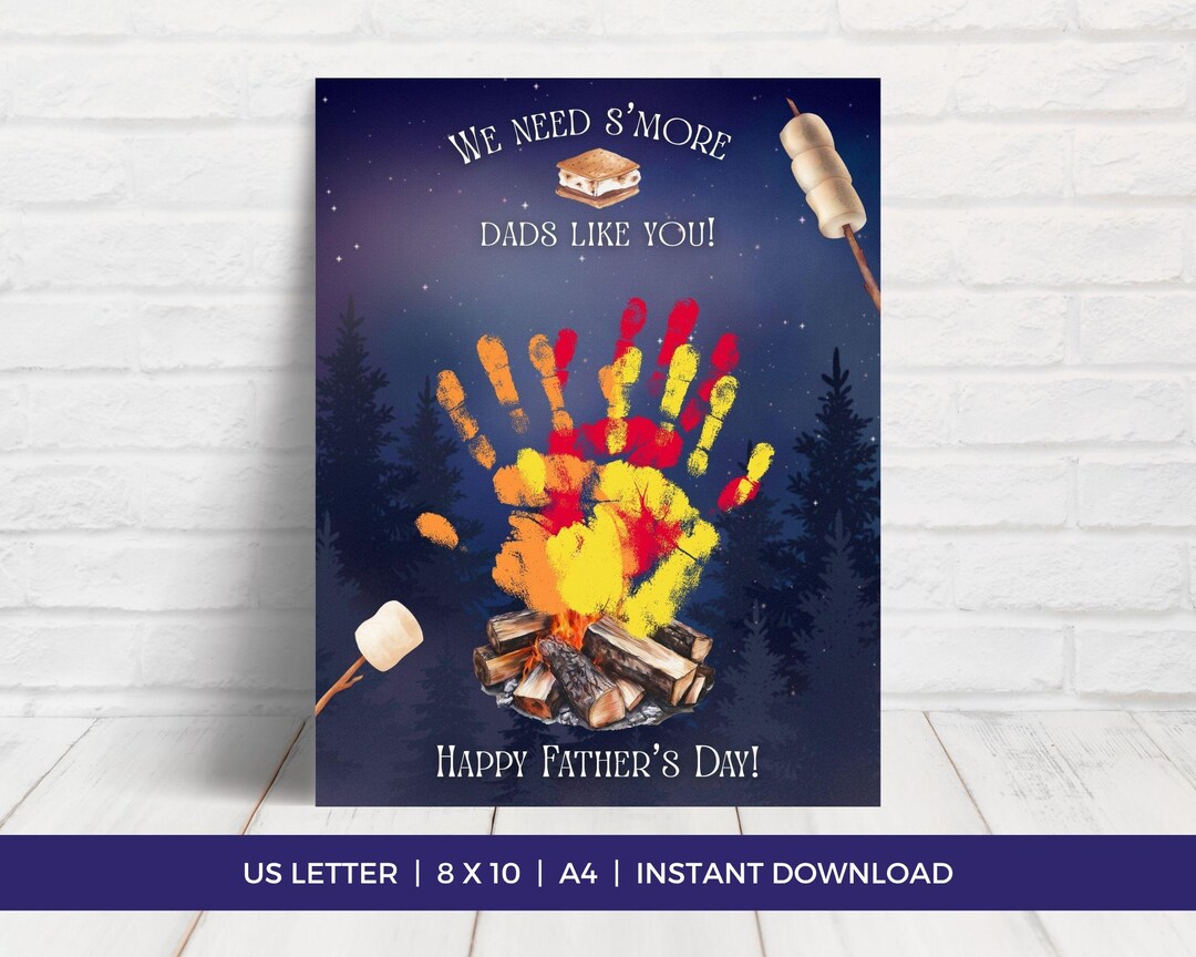 Happy Father's Day Handprint Craft, Smores Handprint Art, Campfire Art ...