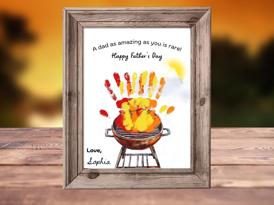 BBQ Grill Father's Day Handprint Craft for Kids Printable, Gift for Dad ...