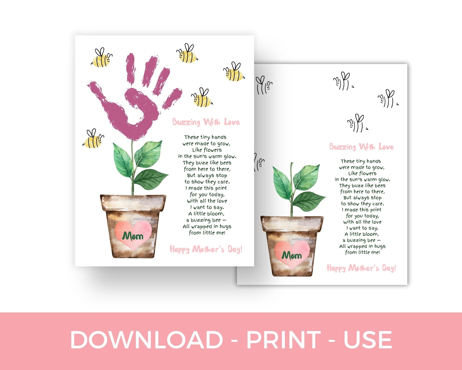 Mother's Day Handprint Craft for Kids, Gift for Mom, Mother's Day Poem ...