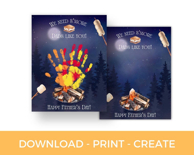 S'more Father's Day Handprint Craft for Kids Printable, Gift for Dad ...
