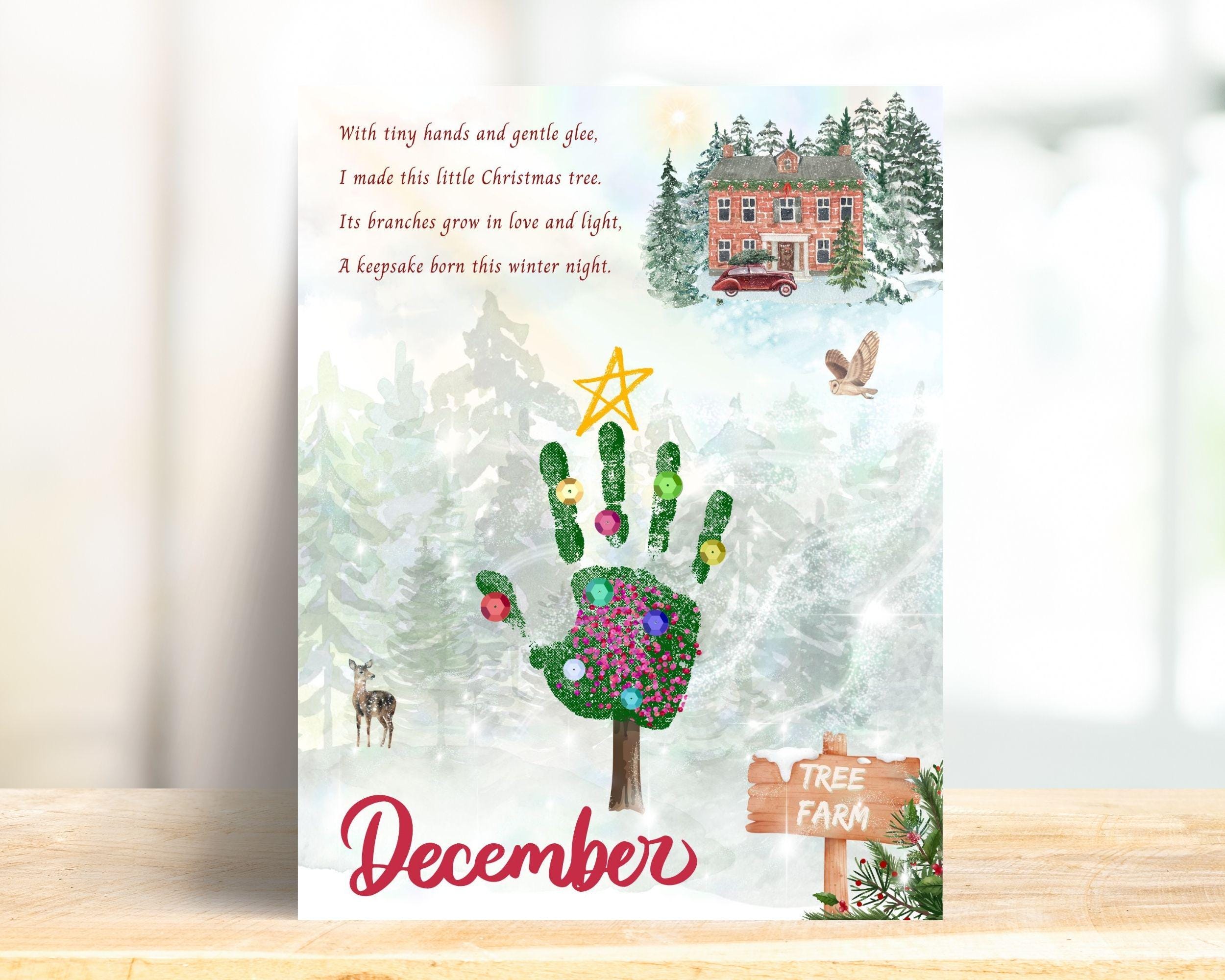 Christmas Tree Handprint Art Poem Printable for Kids, December Daycare ...