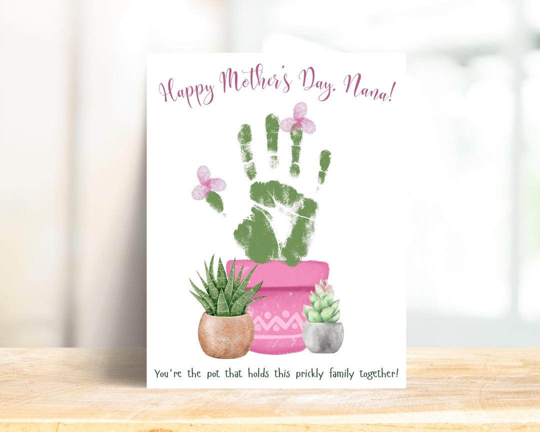 Nana Mother's Day Handprint Craft for Kids, Cactus Nana Mother's Day ...