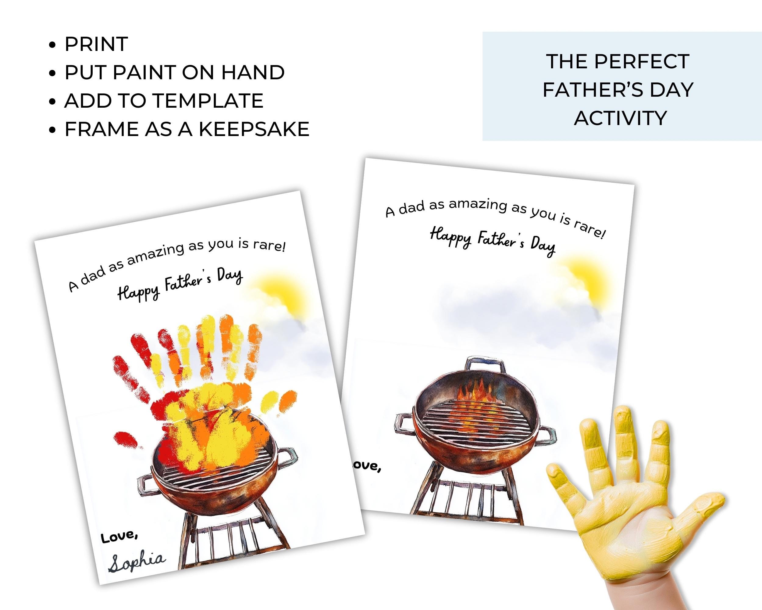 BBQ Grill Father's Day Handprint Craft for Kids Printable, Gift for Dad ...