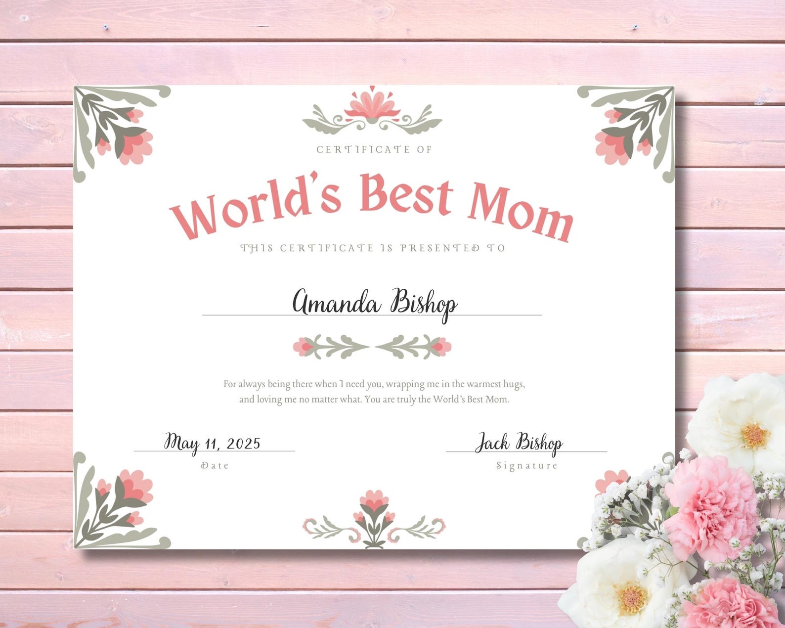 World's Best Mom Certificate Printable, Best Mom Award, Mother's Day ...