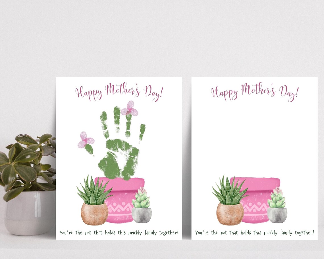 Mother's Day Handprint Craft for Kids, Cactus Mother's Day Craft, Gift ...