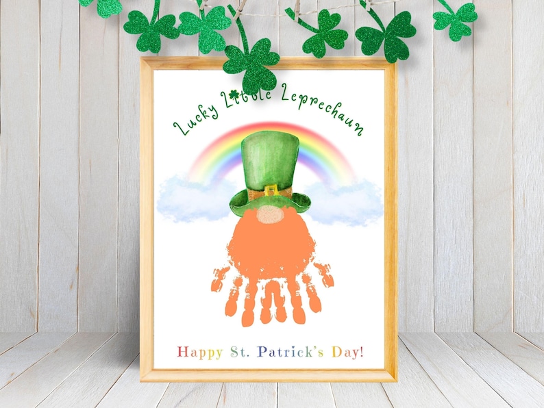 St. Patrick's Day Handprint Craft, Leprechaun Rainbow Fingerprint Art ...