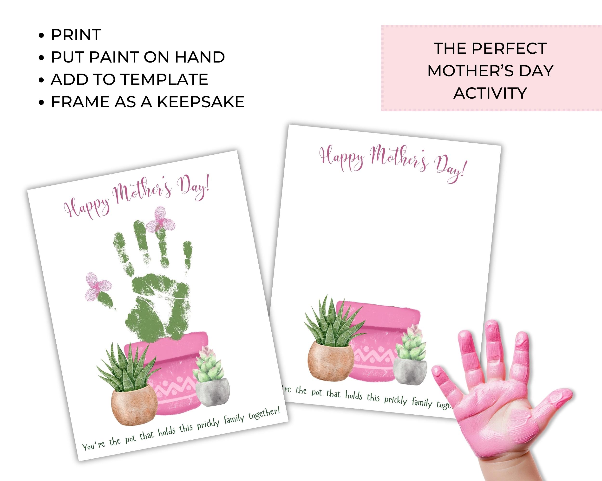 Mother's Day Handprint Craft for Kids, Cactus Mother's Day Craft, Gift ...