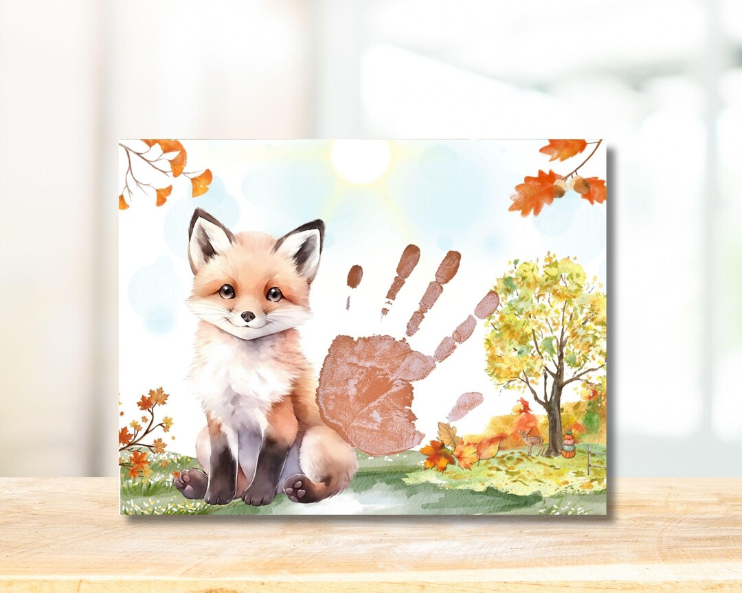 Fox Handprint Kids Art, Autumn Fox Baby Footprint Craft Activity ...