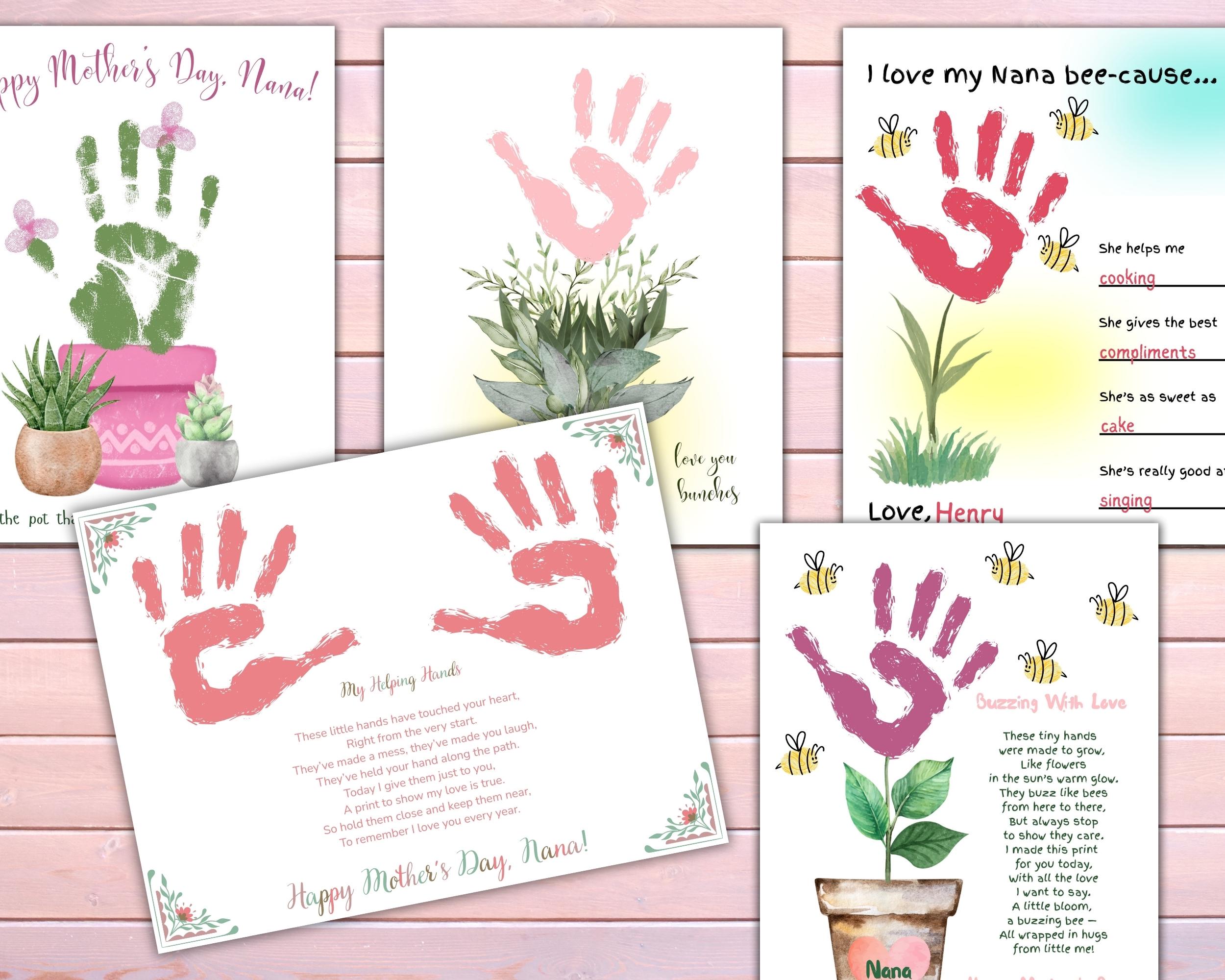 Nana Mother's Day Handprint Craft for Kids, 5 Handprint Crafts, Gift ...