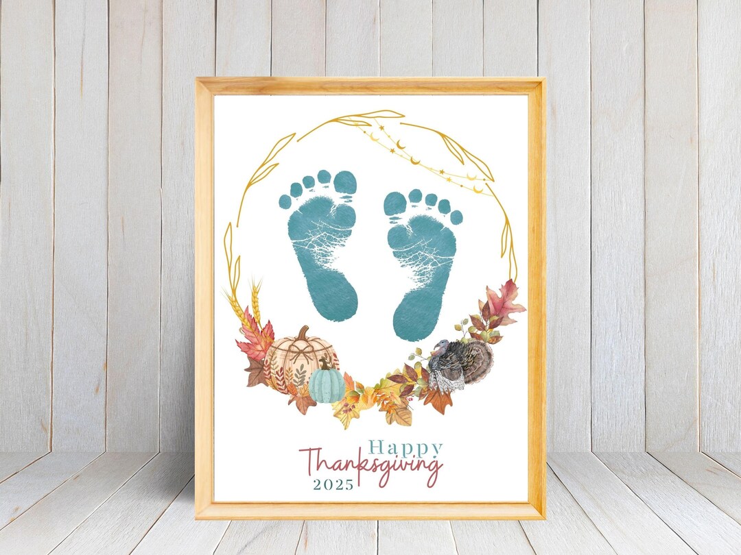 Happy Thanksgiving Handprint Craft Printable, Footprint Art, November ...