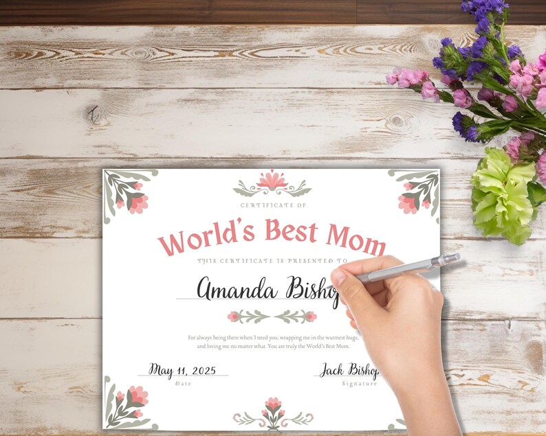 World's Best Mom Certificate Printable, Best Mom Award, Mother's Day ...