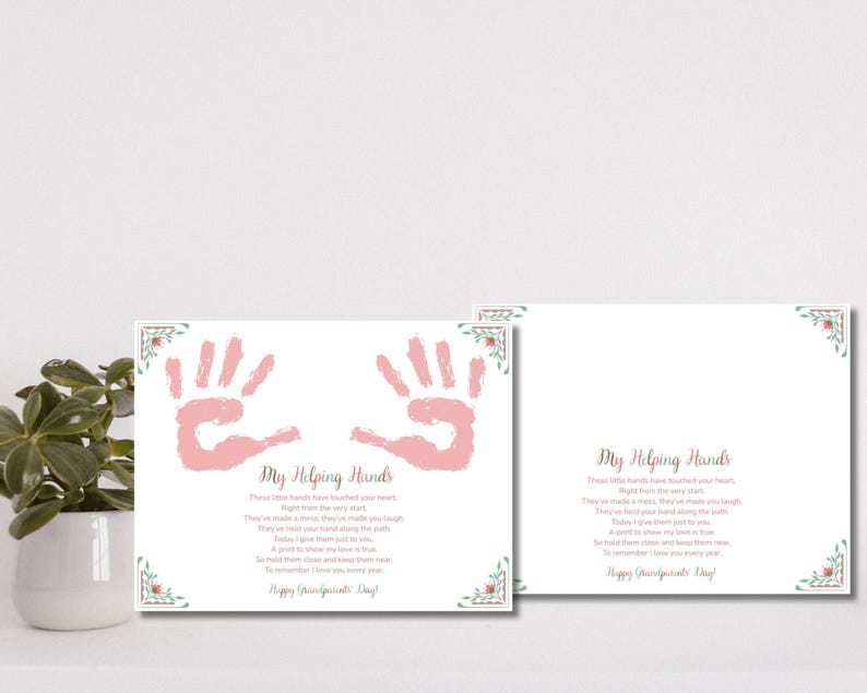 Grandparents' Day Handprint Craft Printable, Grandparents Day Gift ...