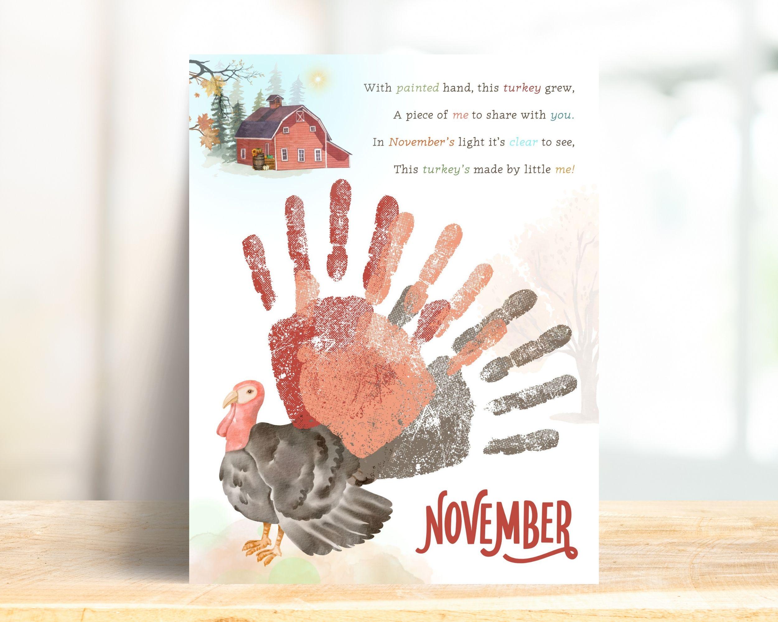 November Handprint Craft Printable, Fall Handprint Craft, Thanksgiving ...