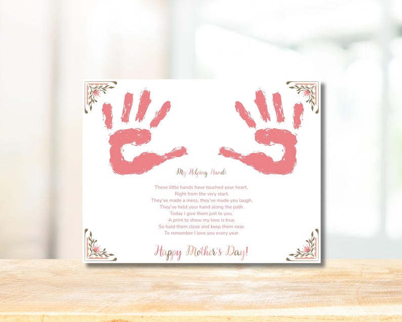 Mother's Day Handprint Craft for Kids, Gift for Mom, Mother's Day Poem ...