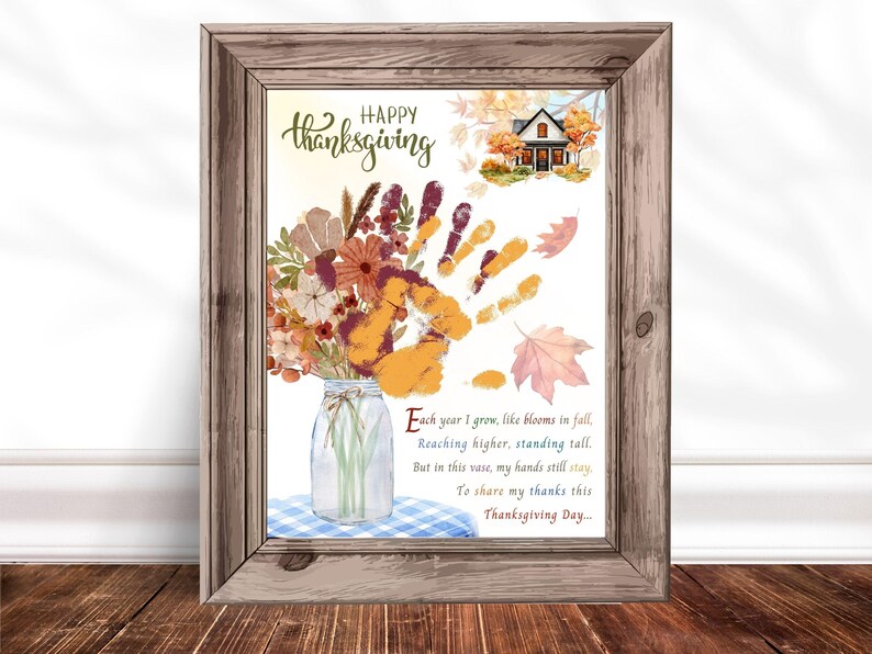 Thanksgiving Handprint Craft Printable, Fall Handprint Flower Craft ...