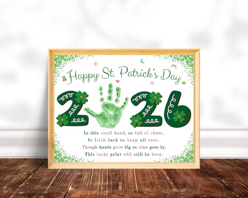 St. Patrick's Day Handprint Art, 2026 Kids Toddler Handprint Craft ...