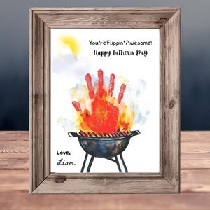 BBQ Grill Father's Day Handprint Craft for Kids Printable, Gift for Dad ...
