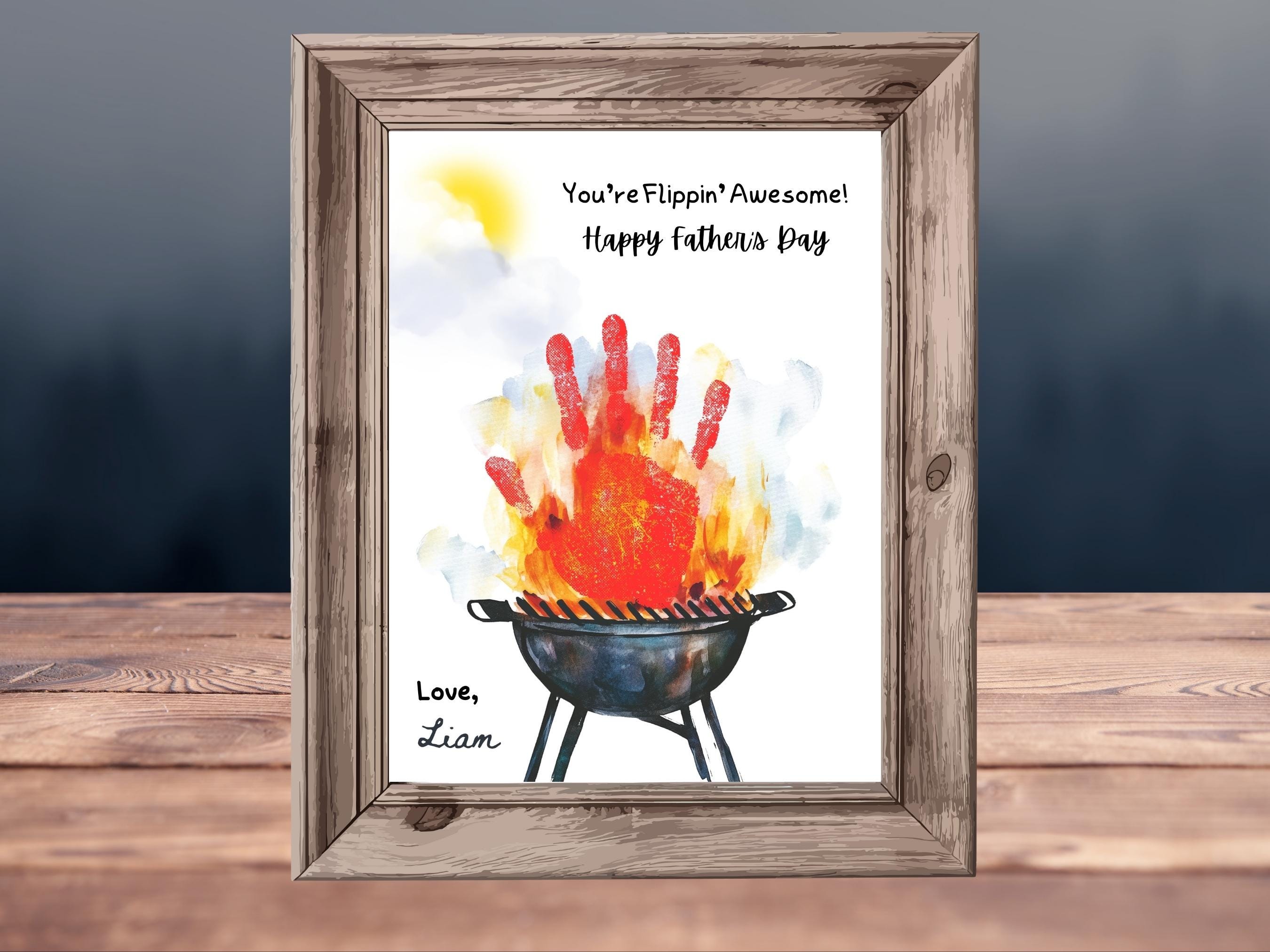 BBQ Grill Father's Day Handprint Craft for Kids Printable, Gift for Dad ...