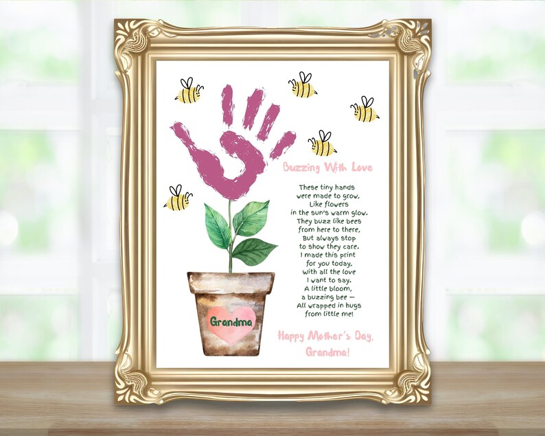 Grandma Mother's Day Handprint Craft for Kids, Gift for Grandma, Mother ...