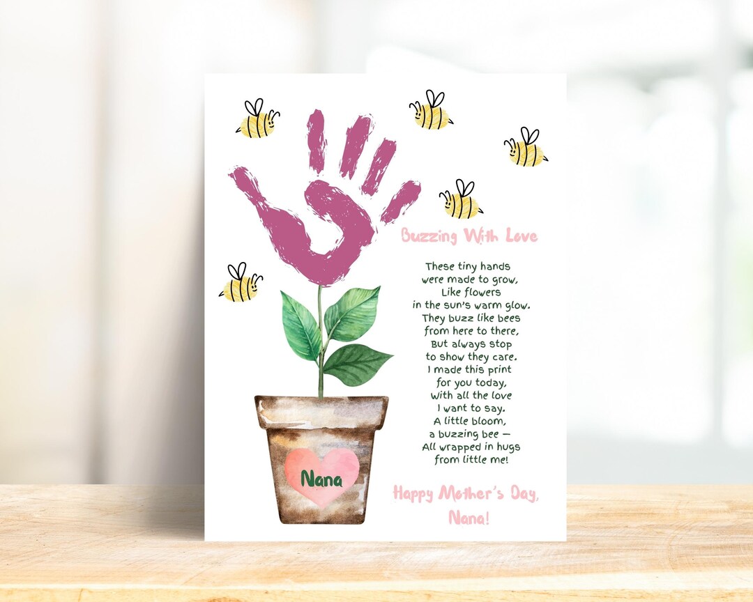 Nana Mother's Day Handprint Craft for Kids, Gift for Nana, Nana Mother ...