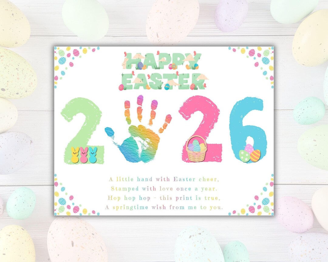 2026 Easter Handprint Craft, Printable Poem Keepsake, Toddler and Kids ...