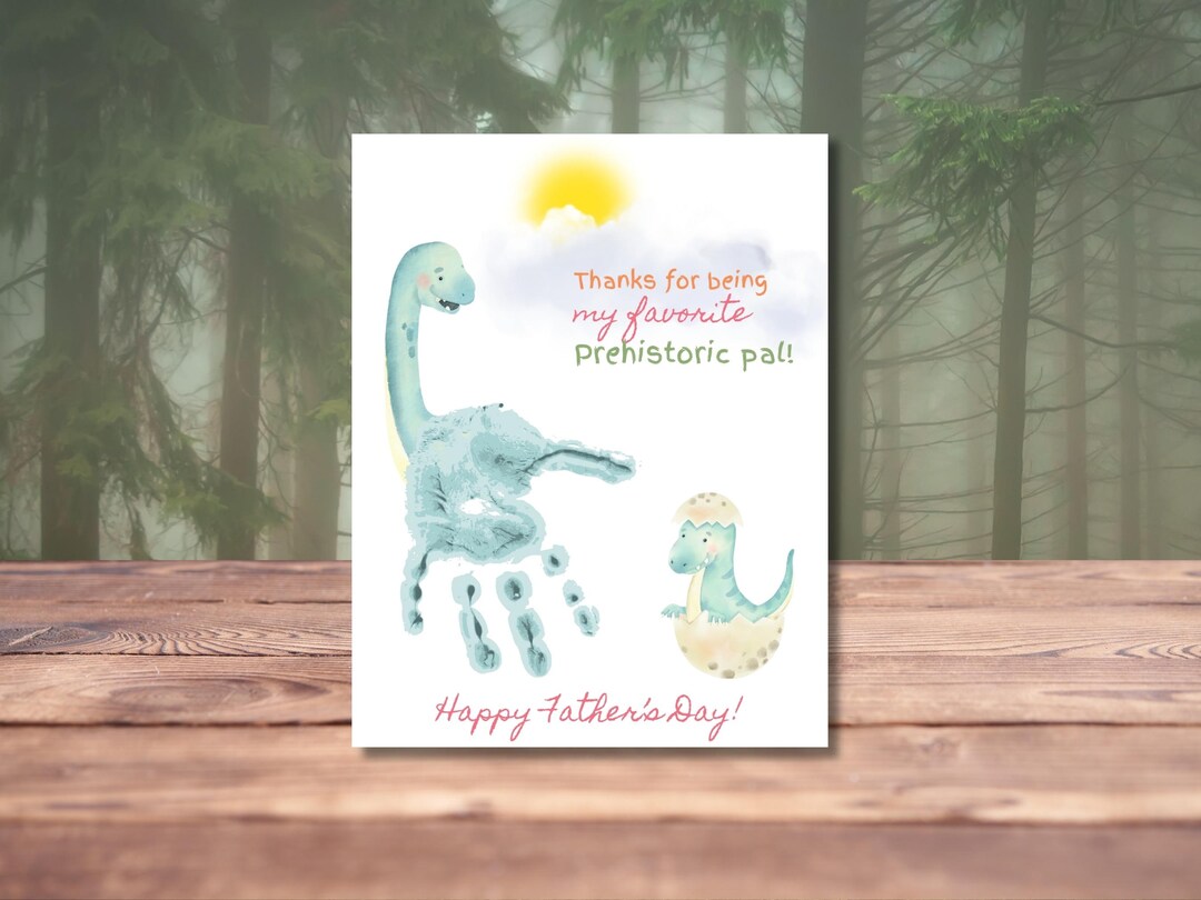 Dinosaur Father's Day Handprint Craft for Kids Printable, Gift for Dad ...