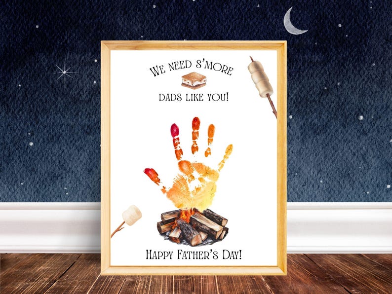 Happy Father's Day Handprint Craft, Smores Handprint Art, Campfire Art ...