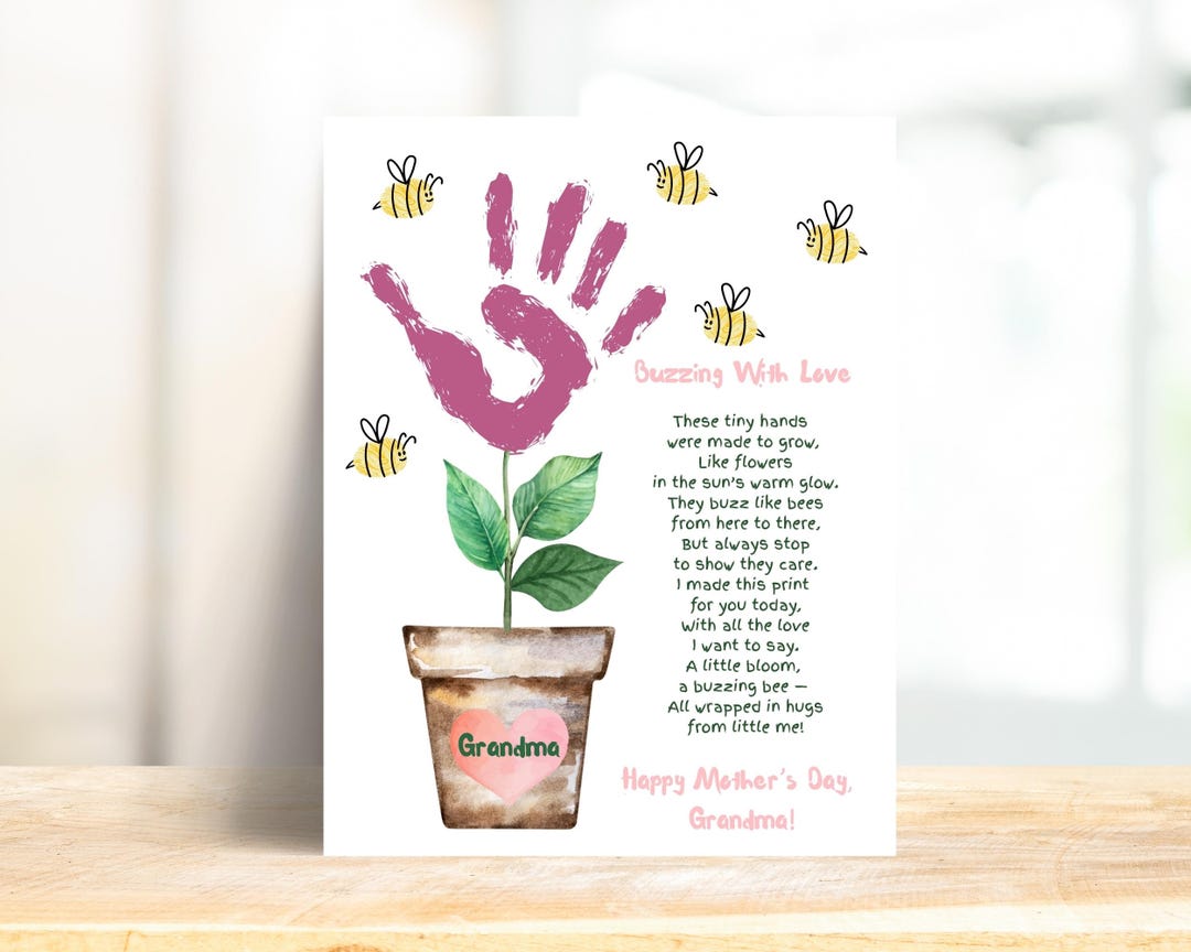 Grandma Mother's Day Handprint Craft for Kids, Gift for Grandma, Mother ...