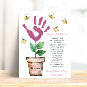 Grandma Mother's Day Handprint Craft for Kids, Gift for Grandma, Mother ...