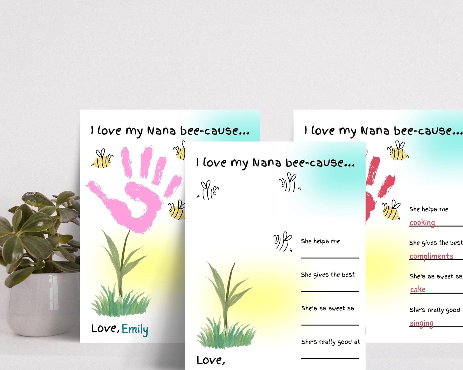 Nana Mother's Day Handprint Craft for Kids, 5 Handprint Crafts, Gift ...