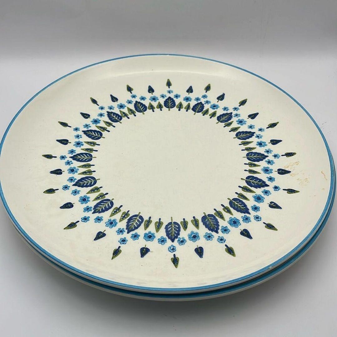 2 Marcrest Alpine MCM 50s Dinner Plates Mid Century Blue Green - Etsy