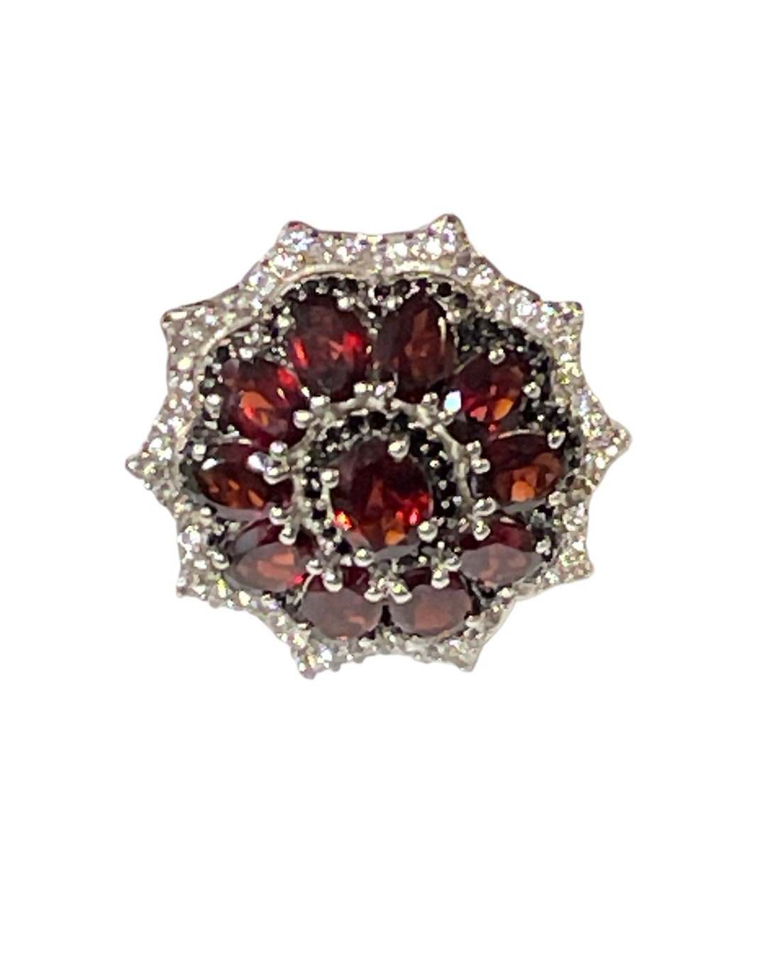 Sterling Silver Red Rhinestone Statement Ring - Etsy