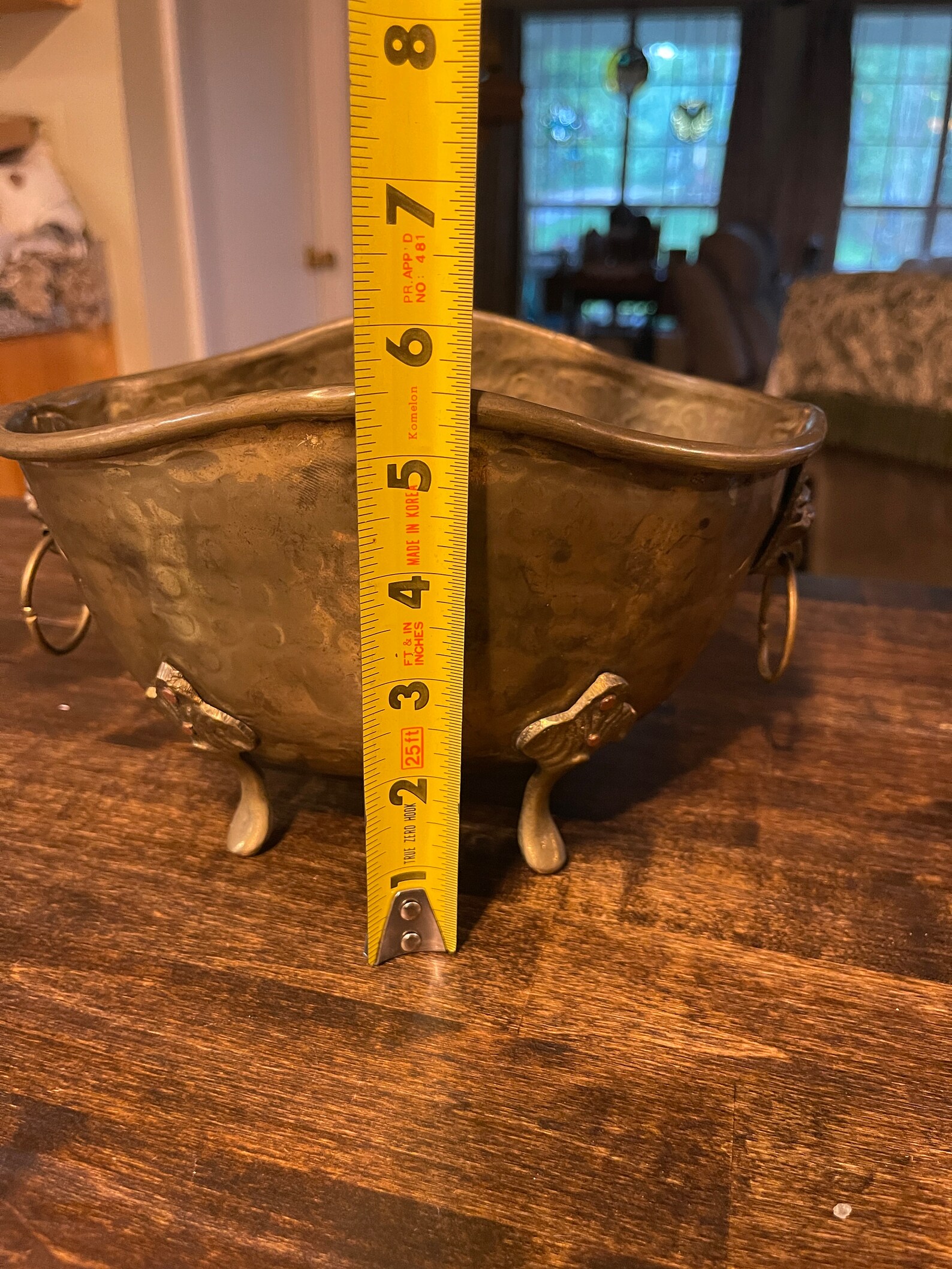 Vintage Hammered Brass Lion Head Pot - Etsy
