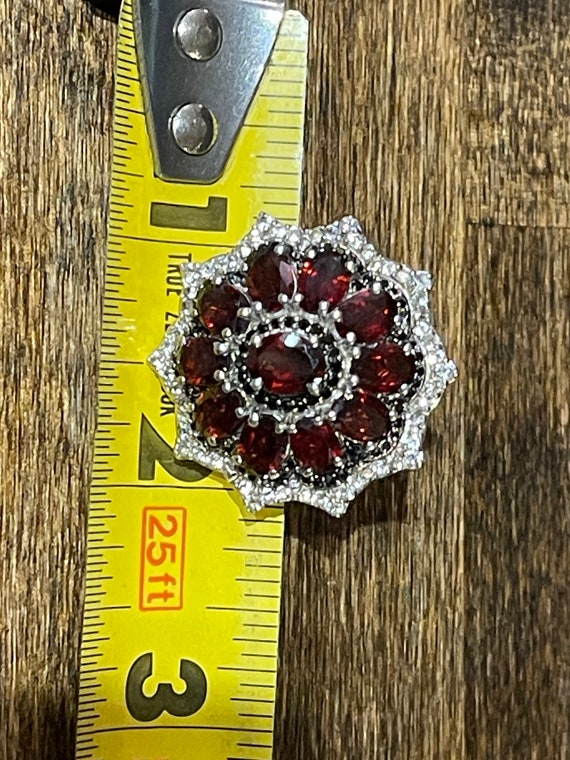 Sterling Silver Red Rhinestone Statement Ring - Gem