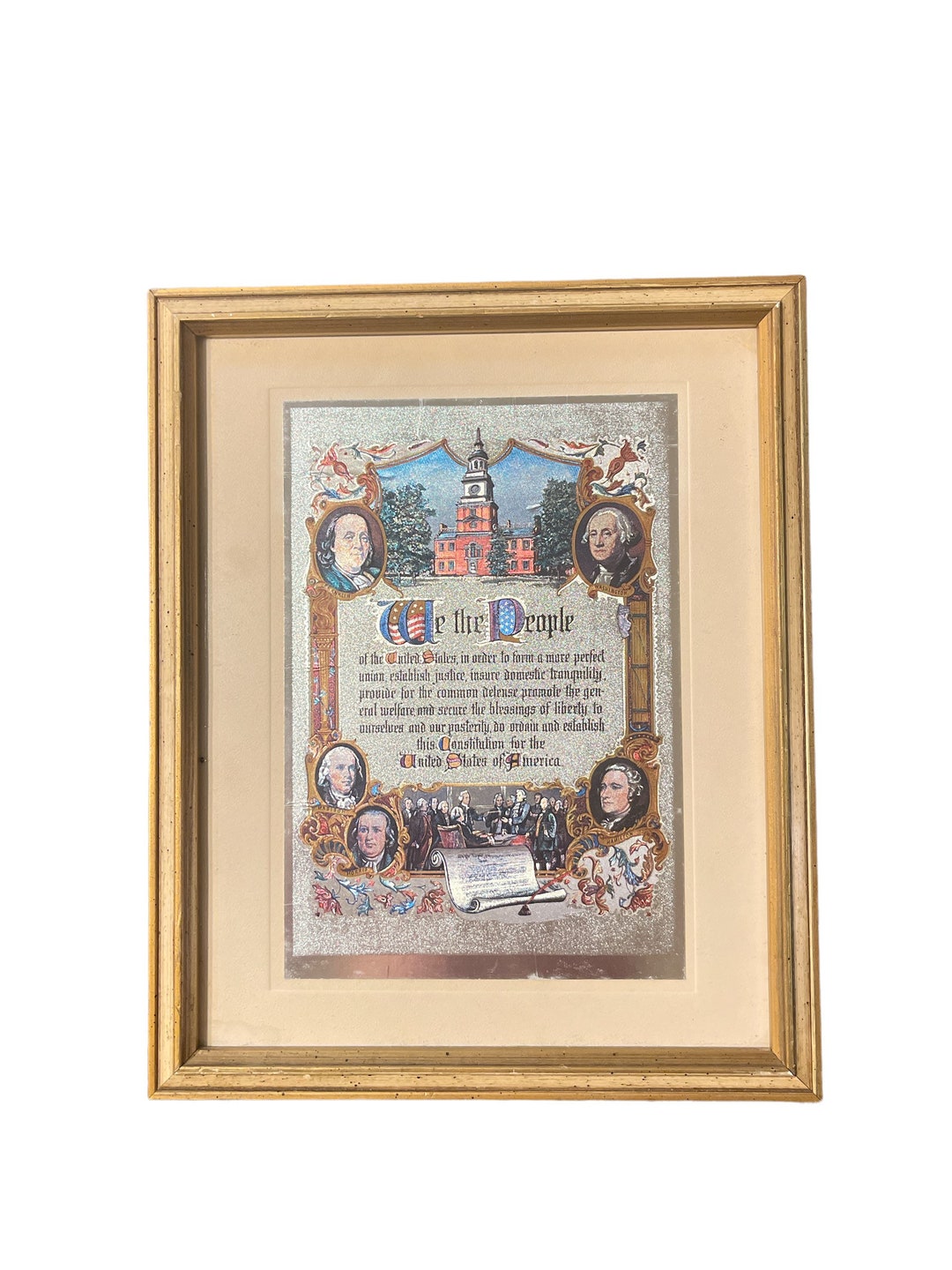 Vintage Framed Foil Etching of Preamble - Etsy